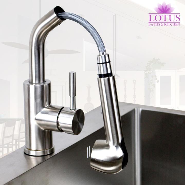 Lotus Faucet 03 Stainless Steel Pull-out Single Handle Faucet with Pull ...