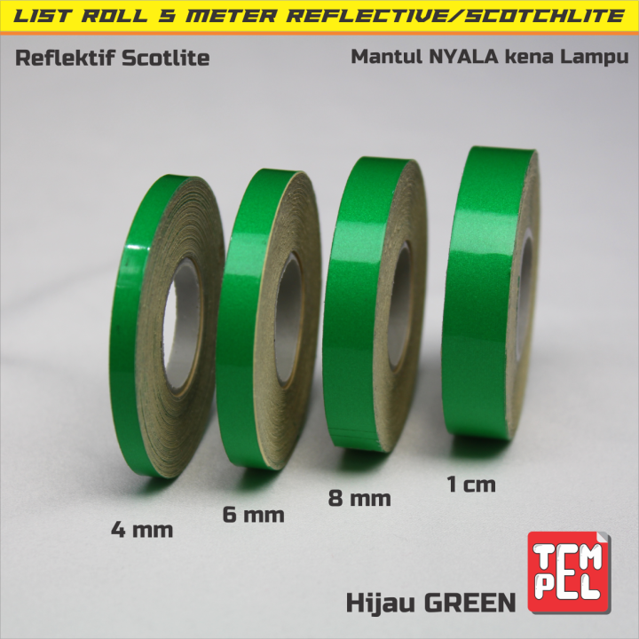 STIKER List roll velg 4mm/6mm/8mm/1cm/1.5cm Reflektif Scotlite NYALA ...