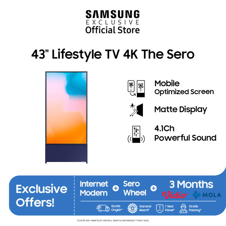 Samsung 43" LS05B The Sero 4K Smart TV, Mobile Optimized Screen, Matte ...