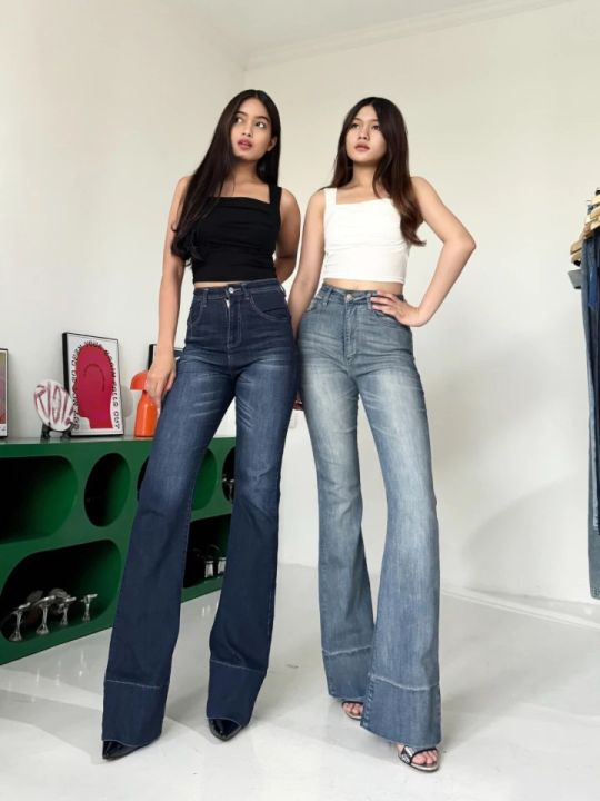 Diskon toko! Mckenzie High Waist Cutbray Jeans Celana Flare Panjang ...