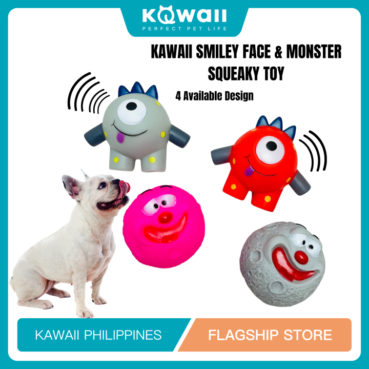 KAWAII Smiley Face and Monster Squeaky Toys Dog Chew | Lazada PH