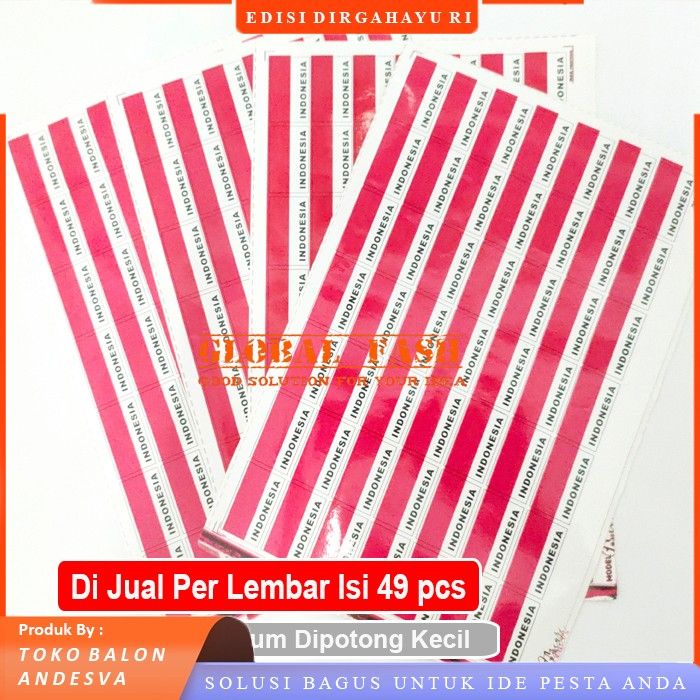 per lembar Stiker pipi merah putih INDONESIA isi 49 / sticker bendera ...