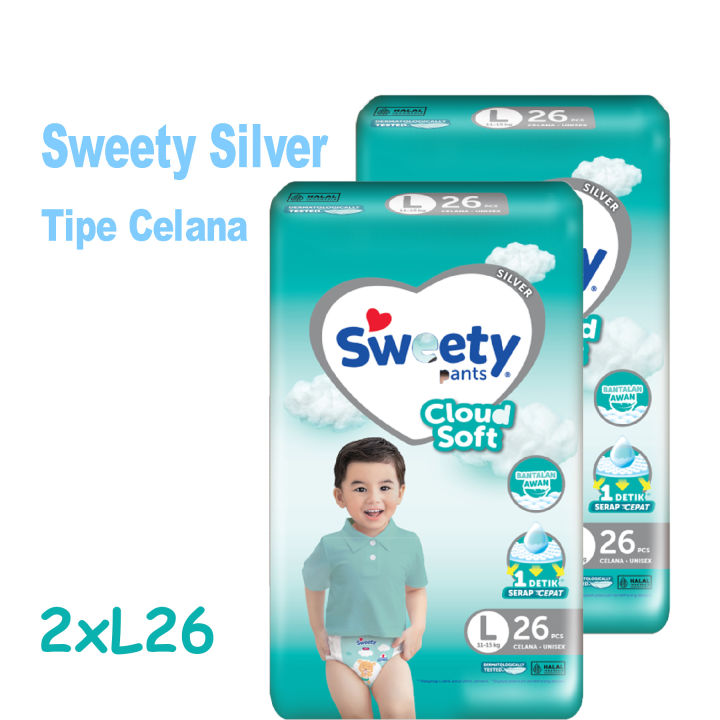 Paket 2 Ball Sweety Silver Pants Popok Bayi Sweety Silver L26 - Kids ...
