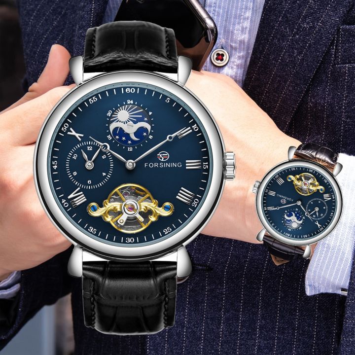ZZOOI FORSINING Fashion Dual Time Zone Design Automatic Mechanical Mens ...