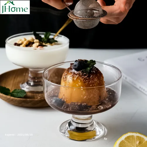 JHOME Ice Cream Tall Bowl Glass Yogurt Cup Tall Dessert Glass Milkshake ...
