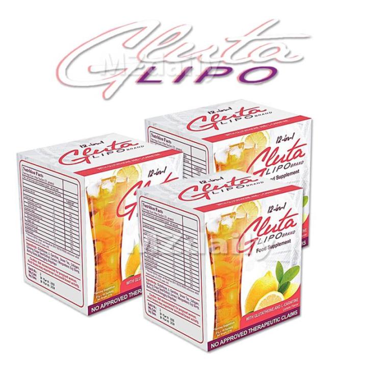 SET 3 Gluta Lipo Juice Drink 12 in 1 Juice Drink - 10 Sachets per box ...