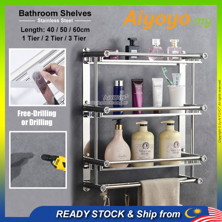 Stainless Steel Bathroom Shampoo Rack Towel Rack Towel Hanger Toilet ...