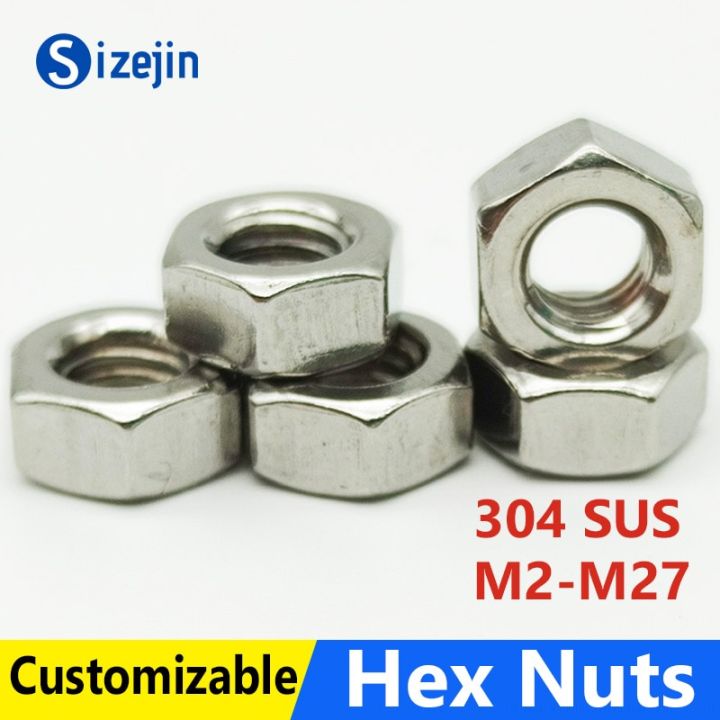 DIN934 304 Stainless Steel Hex Hexagon Nut M2 M3 M4 M5 M6 M8 M10 M12 M14 M16 M18 M20 M22 M24 M27 ...
