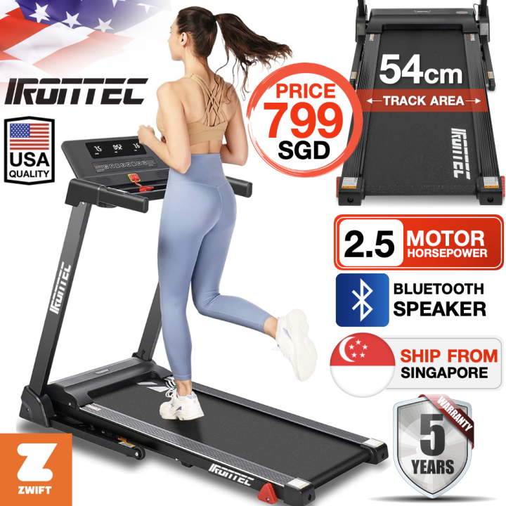 ★FREE SHIP & 50%OFF ★ IRONTEC.sg 2.5HP Treadmill 2.5HP 14km/h 3 Level Incline with Bluetooth ...