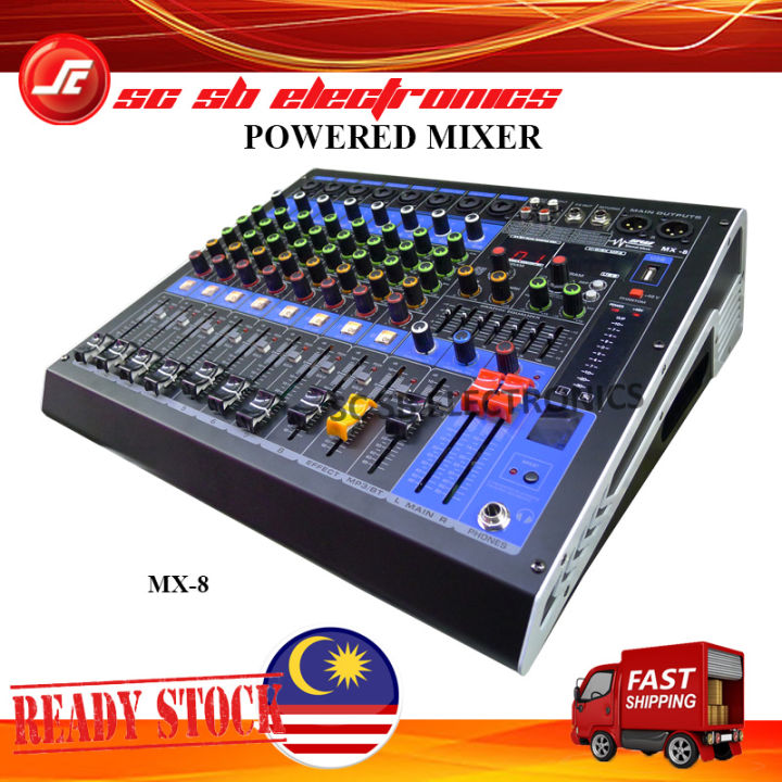 MX-8 SOUNDWAVE STAGE AUDIO PROFESSIONAL POWERED MIXER W BLUETOOTH & USB ...