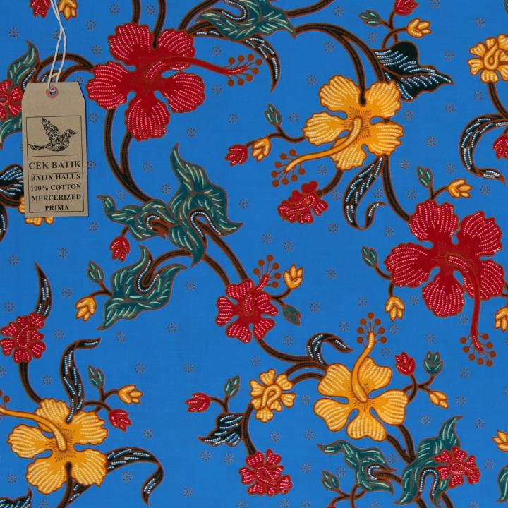 batik tradisional - Motif Bunga (Biru) (Ukuran 2 Meter Lebih) | Lazada ...