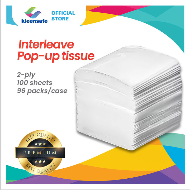 Kleensafe 2ply 100 Sheets Virgin Pulp Interleave Pop Up Tissue Facial ...