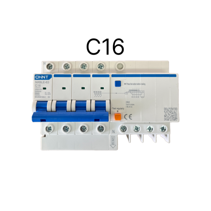 Chint เบรกเกอร์กันดูด เกาะราง RCBO NXBLE-63 4P 6kA 30mA ตัวเลือก 16A 20A 25A 32A 40A 50A กันดูด ...