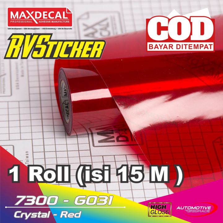 ROLL, Skotlet lampu MerahTransparan Maxdecal 1 roll isi 15 meter, tinggi 45 cm, Skotlet motor ...