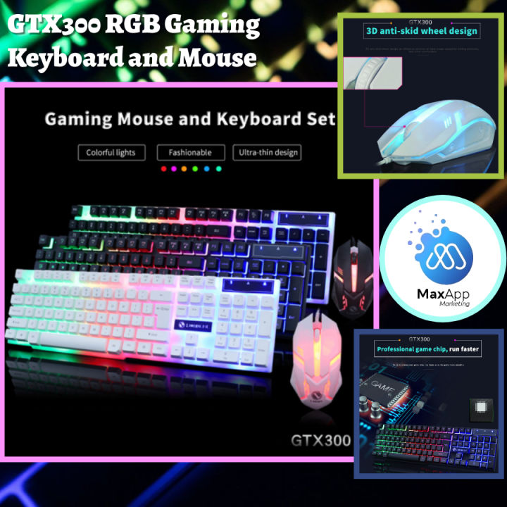GTX300 Rainbow Color LED Backlit Mechanical Feeling Gaming Keyboard ...