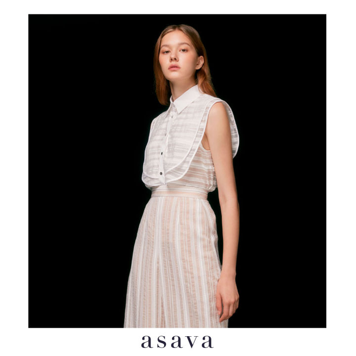 [asava aw23] Asava Bib-front Sleeveless Shirt เสื้อผู้หญิง แขนกุด แต่ง ...