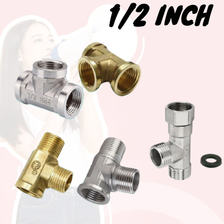 TEE DRAT DALAM UNTUK SAMBUNG KRAN 1/2 INC STAINLESS SAMBUNGAN PIPA KUNINGAN DRAT LUAR DALAM ...