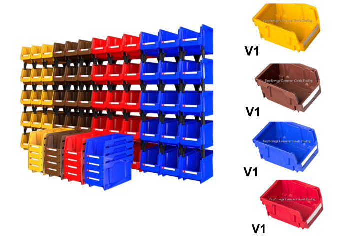50 PCS V1 Heavy Duty Stackable Storage Bins Warehouse Plastic ALL COMES ...