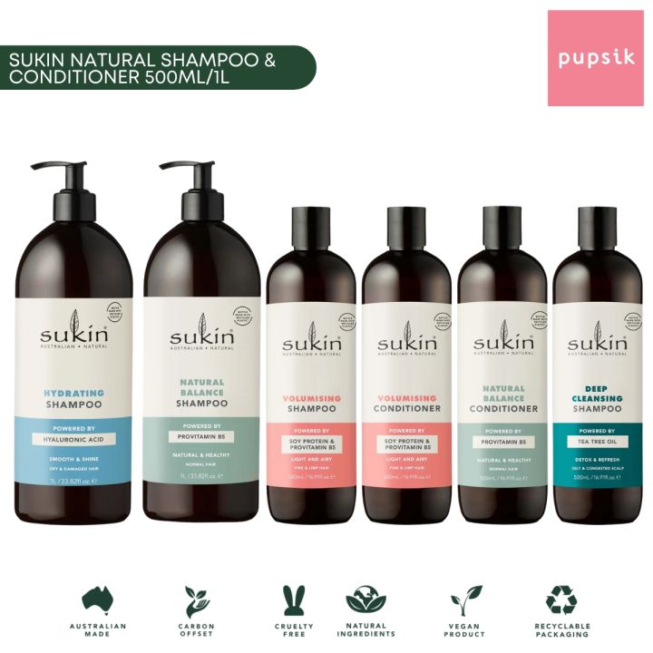 Sukin Natural Shampoo & Conditioner (14 Types) | Volumizing, Balance ...