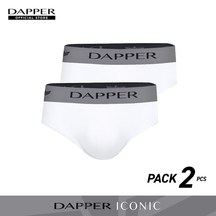 DAPPER [PACK 2 ชิ้น] กางเกงชั้นในชาย Iconic Pima Cotton ทรง Briefs สีขาว | Lazada.co.th