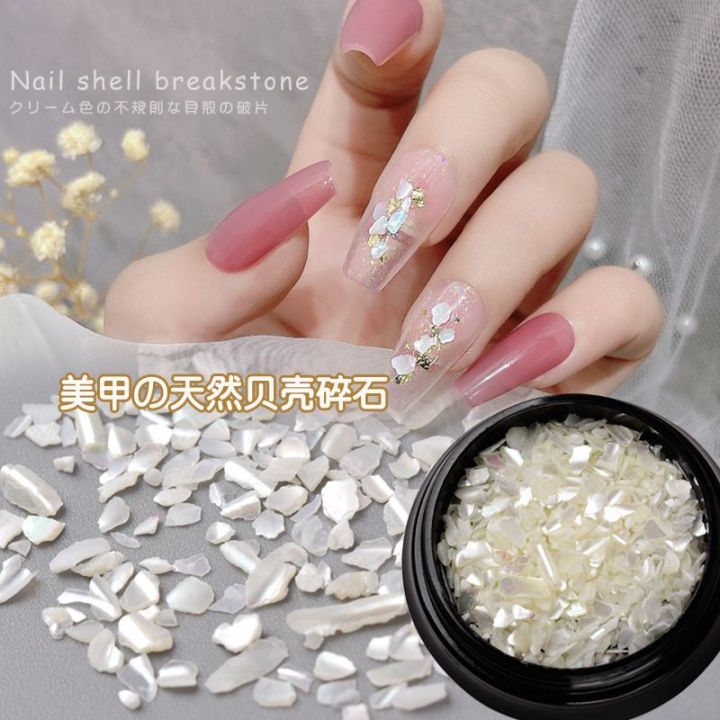 NAIL SHELL BREAKSTONE WHITE SHINY / SEASHELL WHITE GAYA JEPANG NAIL ART ...