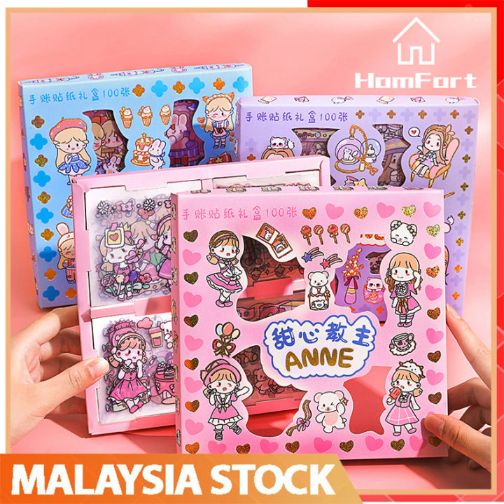 25/100PCS Transparent Handbook Stickers PTE Cute Waterproof Cartoon ...