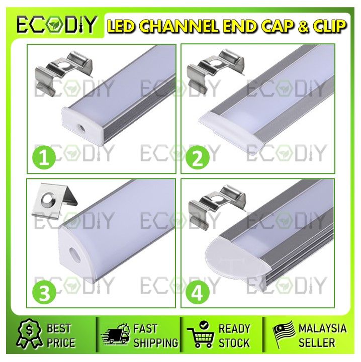 ECODIY🇲🇾 End Cap & Clip Bracket LED Channel Clip LED Aluminium Casing ...