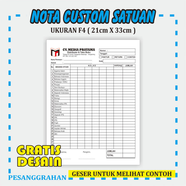 Cetak Surat catatan barang ukuran F4/A4 | Lazada Indonesia