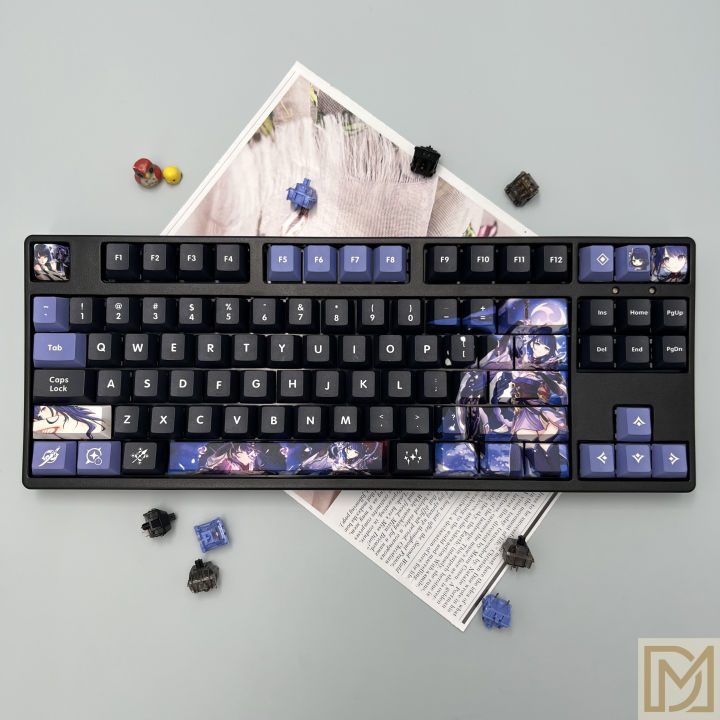 Raiden Shogun Genshin Impact Keycap PBT Dye Sub Cherry Keycaps 130pcs ...