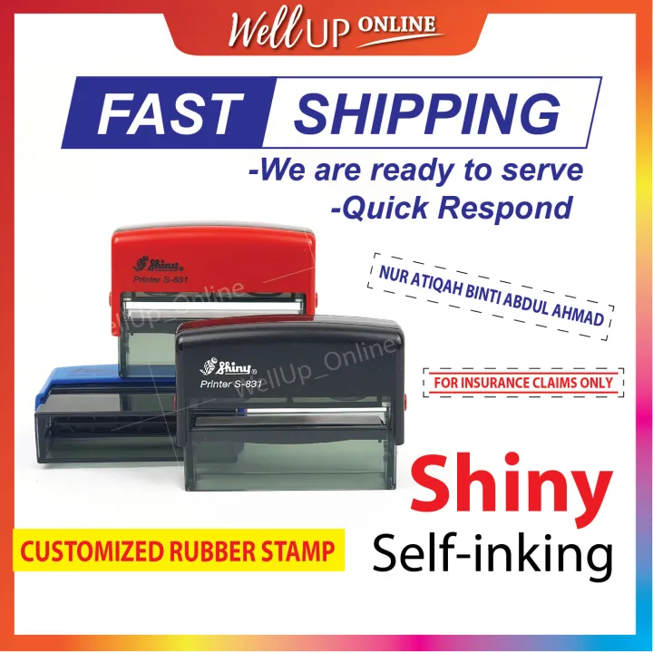 Shiny S-831 (Cop Nama) Rubber Stamp 10 x 70mm cop buku latihan | Lazada