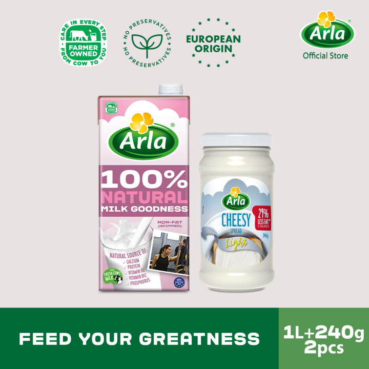 Arla Skimmed Milk 1L and Cheesy Spread Light 240g Bundle | Lazada PH