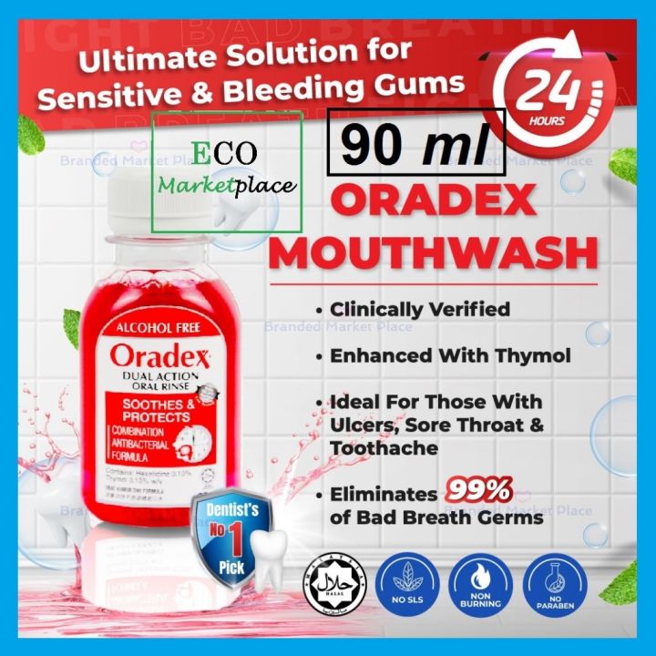 Oradex Dual Mouthwash Mint (90ml) Daily Oral Care [Soothing ...