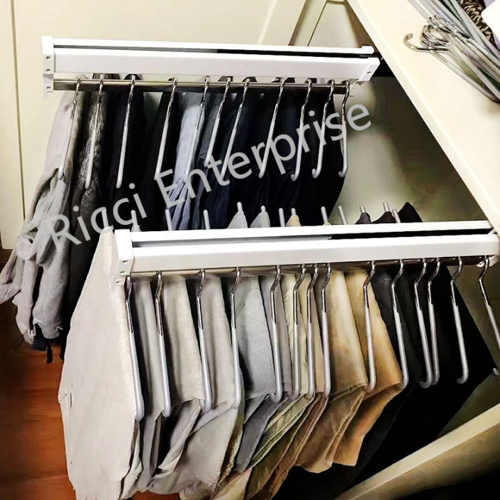 Pull Out Trouser Pant Clothes Closet Wardrobe Rail Hanger Ball Bearing ...