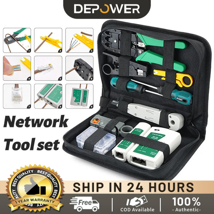 Hometool RJ45 Network Cable Tester Tool 11 pcs Multi-function Crimping ...