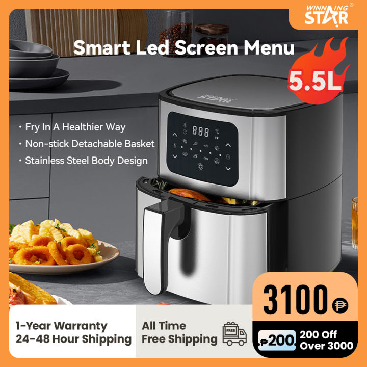 Winning Star Air Fryer Oven 5.5L Cooker 8 Cooking Functions Kitchen ...