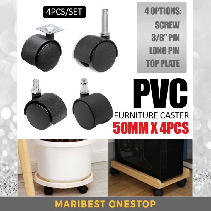 50MM X 4PCS PVC FURNITURE CASTER 3/8" PIN / LONG PIN / TOP PLATE ...
