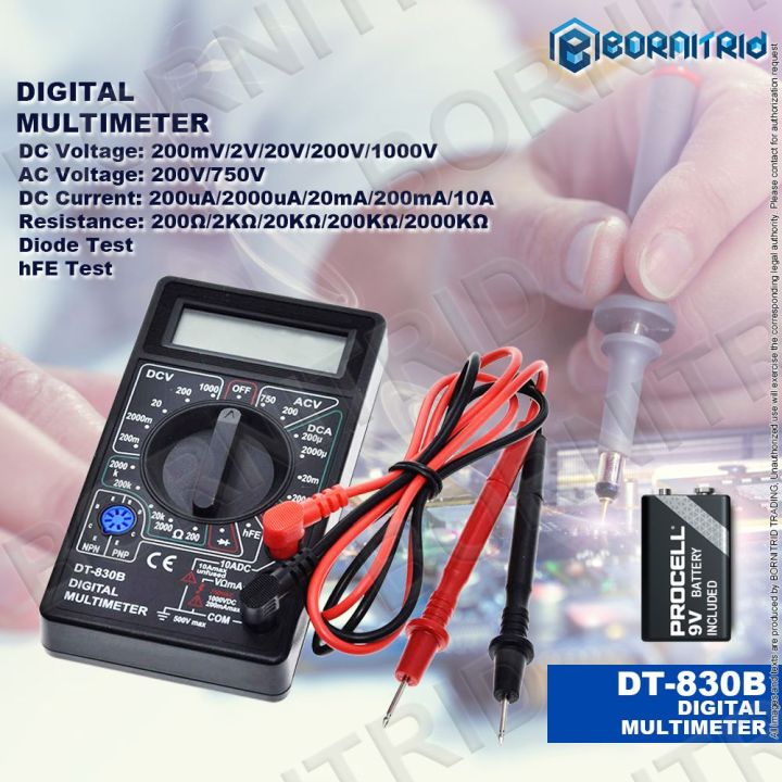 DT830B DT830D LCD Digital Multimeter AC/DC 750/1000V Amp Volt Ohm ...