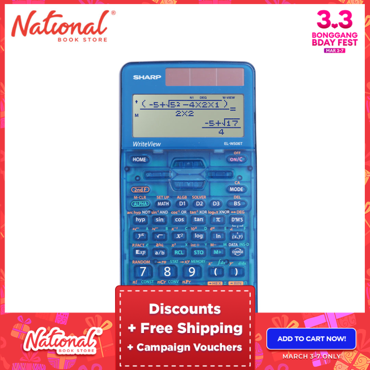 Sharp Scientific Calculator EL-W506T-BL Transparent 640 Functions - School & Office Supplies ...
