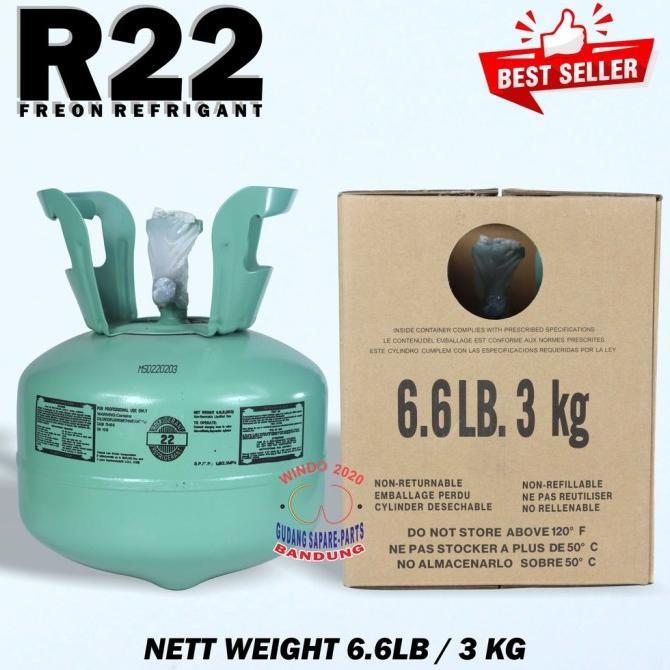 REFRIGANT R 22 TABUNG DAN ISI 3 KG | PREON ORIGINAL SEGEL | FREON AC ...