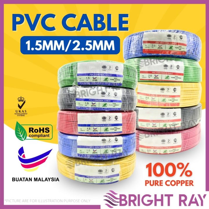 1 ROLL 1.5MM / 2.5 MM CABLE PVC Cable Single Core Wire Cable Cooper Wire Pure Copper Wayar ...