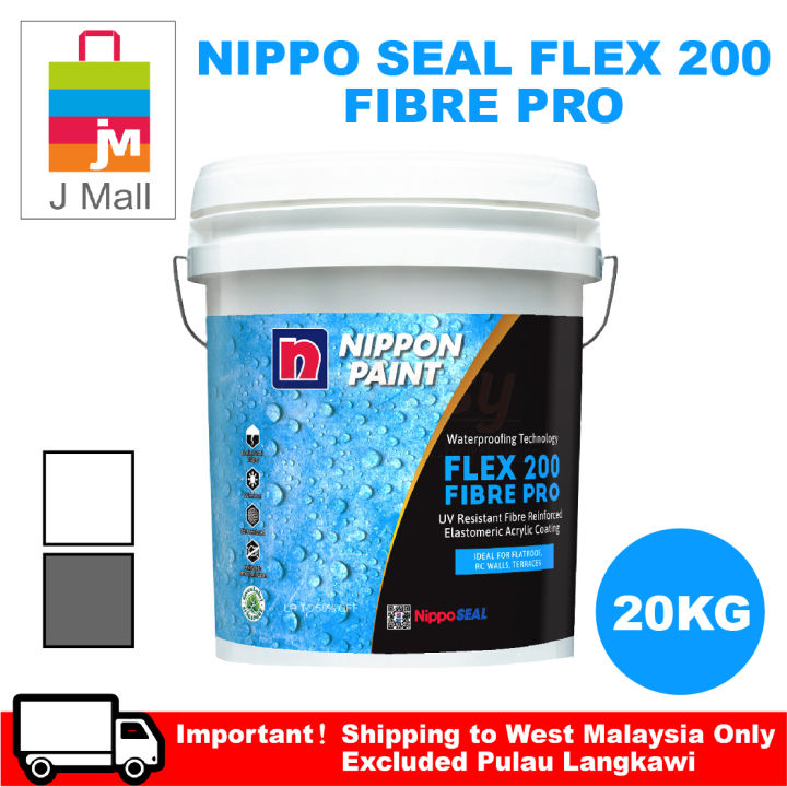 NIPPON PAINT FLEX 200 NIPPO SEAL FIBRE PRO WATERPROOFING WHITE GREY 20KG / Cat Slab Bocor | Lazada