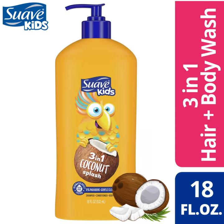 นำเข้า 🇺🇸 รุ่นใหม่ Suave Kids 3-in-1 Coconut Splash 🥥 แชมพู + ครีมนวด ...
