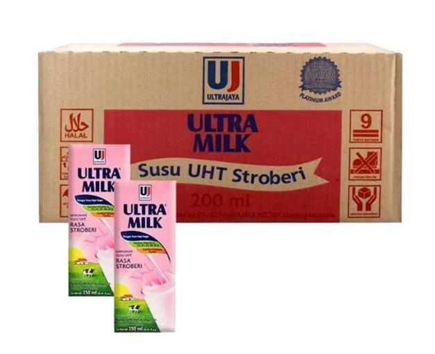 Ultra Milk Strawberry Susu UHT [200 ml/ 24 pcs] | Lazada Indonesia