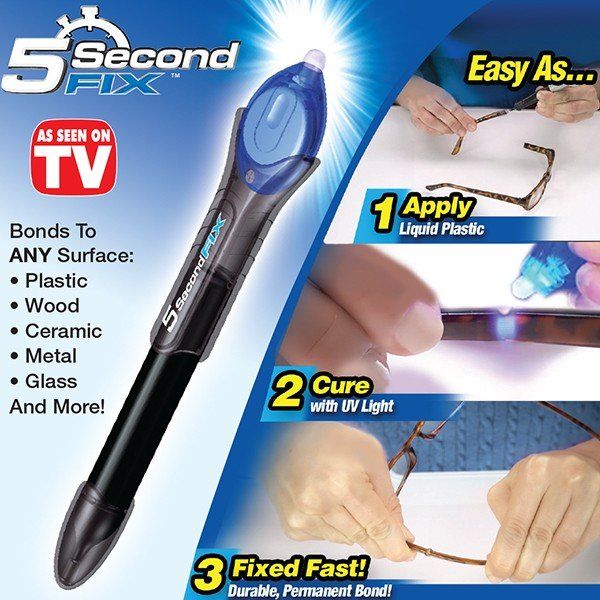 5 Second Fix Glue UV Light Plastic Adhesive Easy Repair Kit Plastic ...