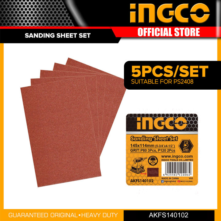 Ingco AKFS140102 5pcs Sanding Sheet Pad Set / Sandpaper Set for PS2408 ...