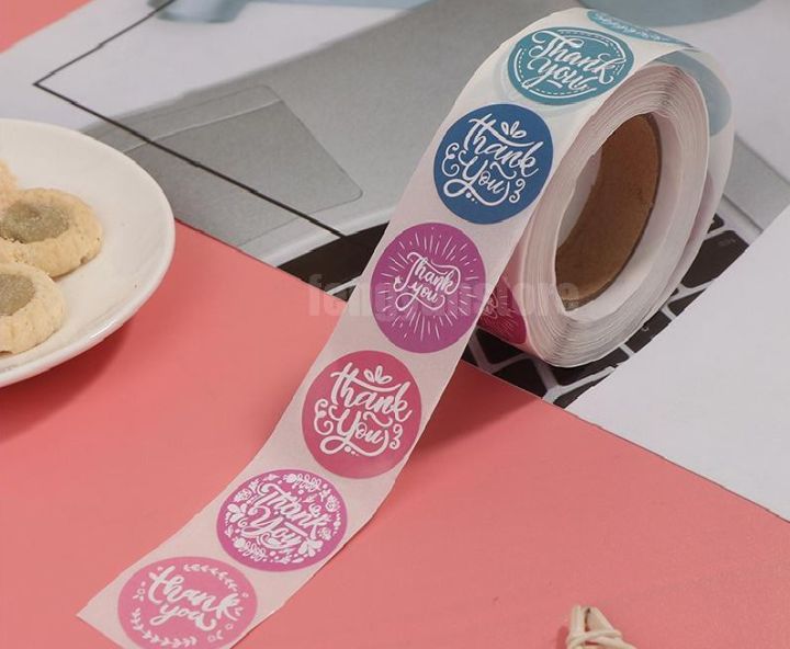 [6 PCS] Label Sticker THANK YOU Stiker Kemasan Hamper Souvenir Kado ...