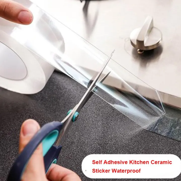 1PCS Transparent PVC Waterproof Mildew Proof Adhesive Tape Kitchen Sink ...