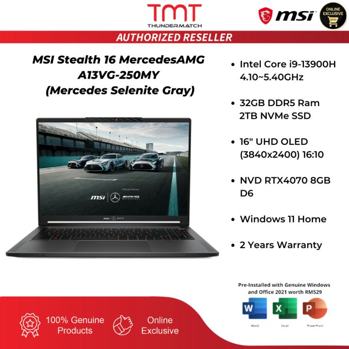 MSI Stealth 16 Mercedes AMG A13VG-250MY Gaming Laptop (Mercedes ...
