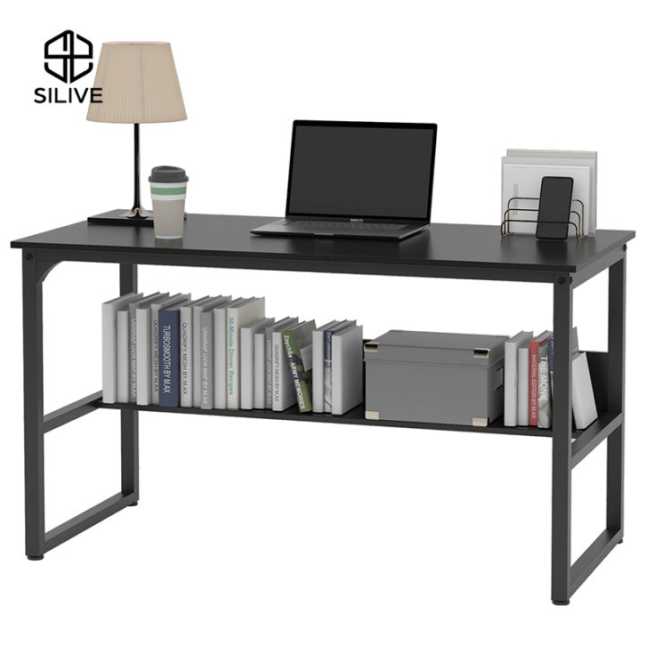 Silive Official Shop โต๊ะทำงาน （มีขนาด 140*60*73 cm） โต๊ะเรียน มีชั้น ...