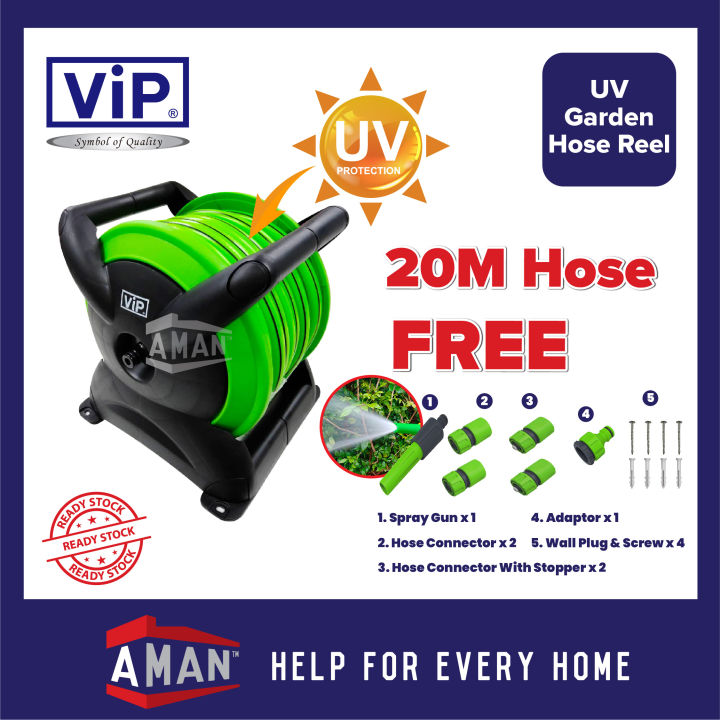 ViP Stackable Garden Hose Reel Set 20Meter 15Meter with wall mounting ...